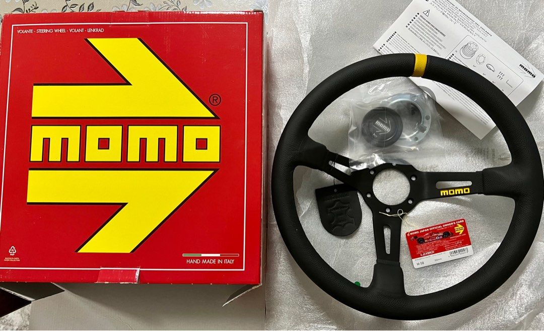 JDM MOMO M-58 Deep Dish 350mm Steering Wheel, Car Accessories, Accessories on Carousell