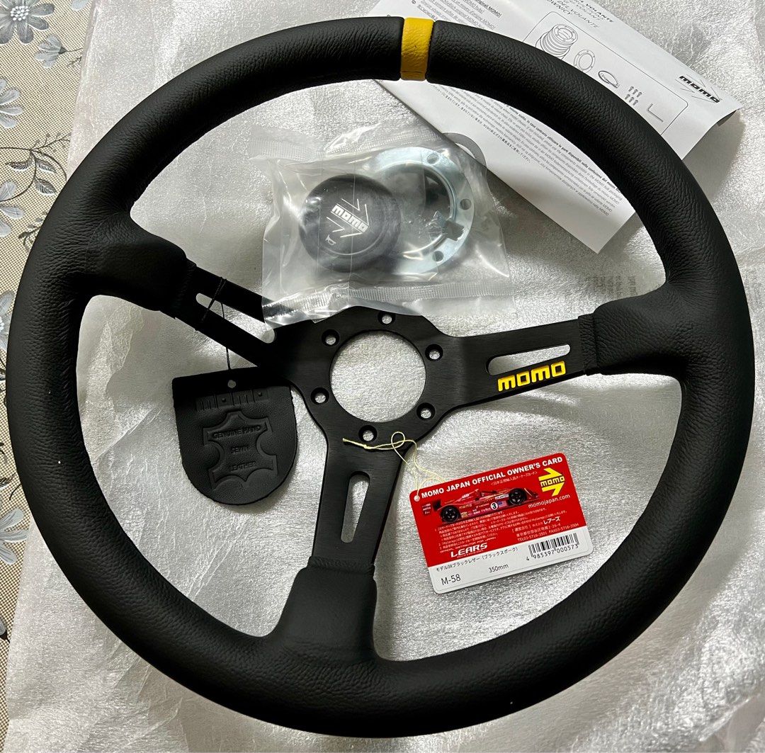 JDM MOMO M-58 Deep Dish 350mm Steering Wheel, Car Accessories, Accessories on Carousell