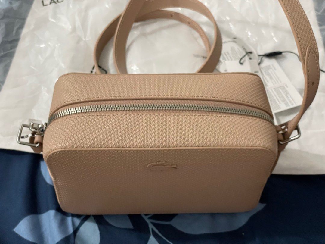 Lacoste Chantaco Piqué Leather Small in Amande, Women's Fashion, Bags ...