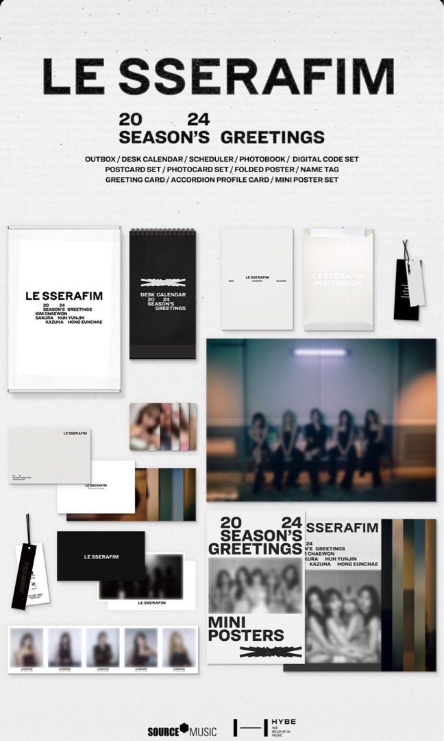 LE SSERAFIM 2024 SG weverse lesserafim代購 season’s greetings , 興趣及遊戲, 收藏品及紀念品, 韓流 - Carousell