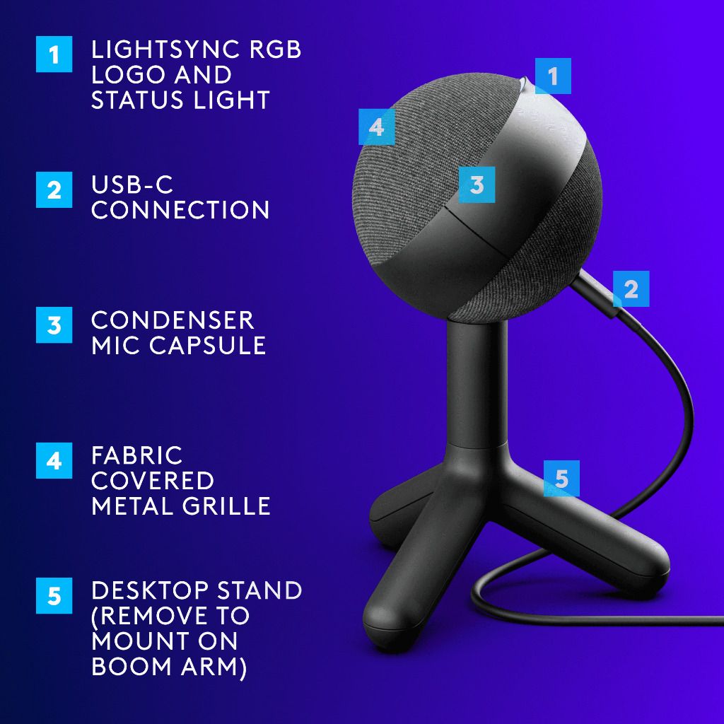 Logitech G Yeti Orb Condenser&G Yeti GX Dynamic RGB Gaming Microphone ...