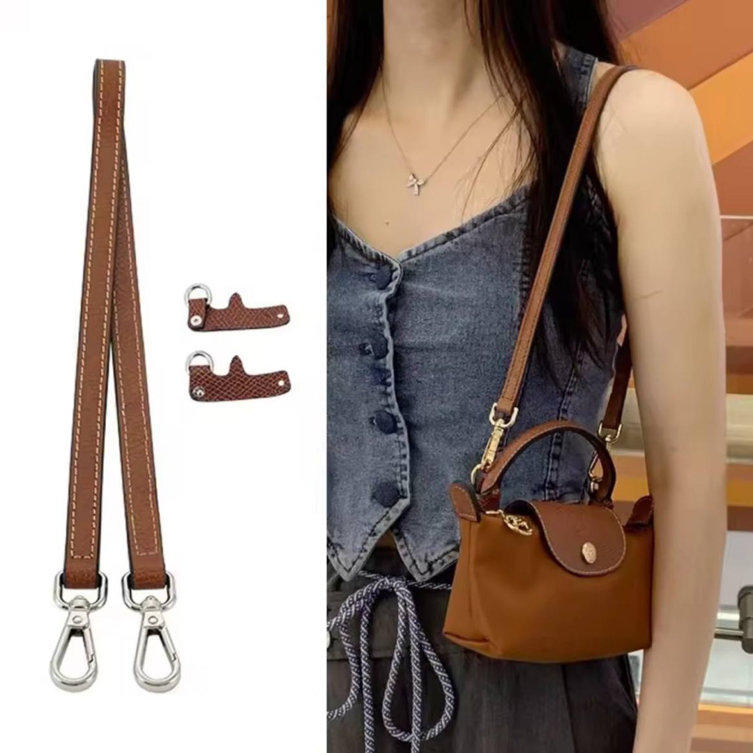 Longchamp le pliage pouch shoulder strap (brown/ black), Women's ...