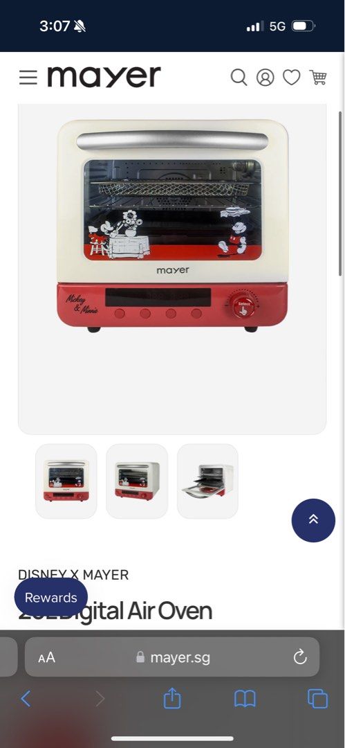 Mayer x Disney digital air oven, TV & Home Appliances, Kitchen ...