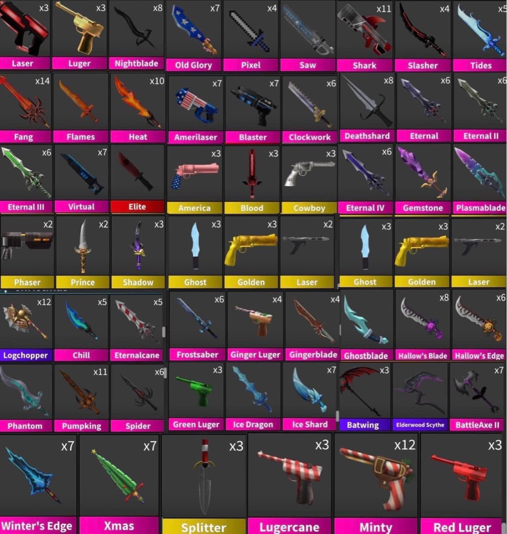 MM2 Weapons, Video Gaming, Video Games, PlayStation on Carousell