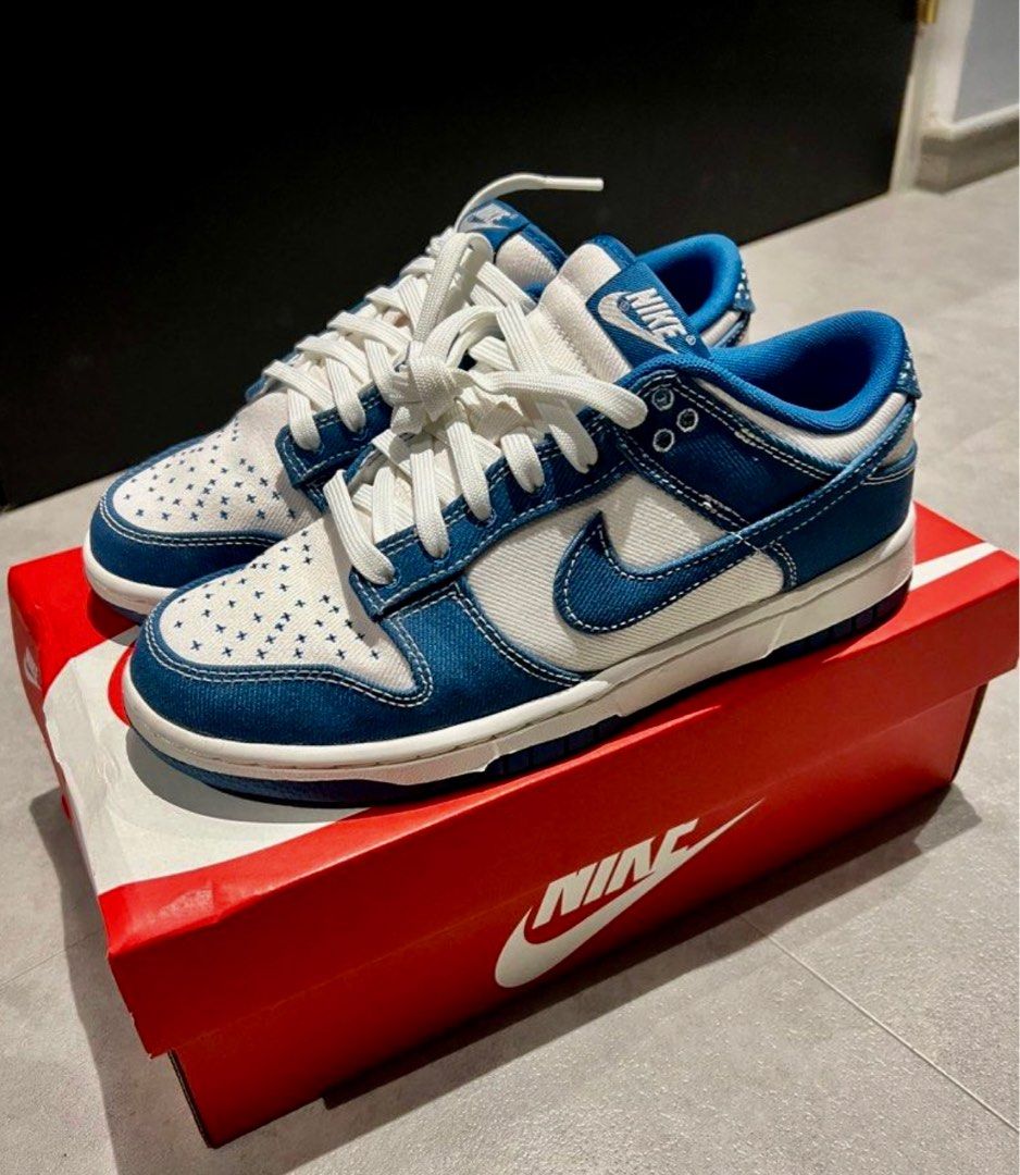 Nike Dunk Low Shashiko 'Industrial Blue' Sneakers, Women's Fashion ...
