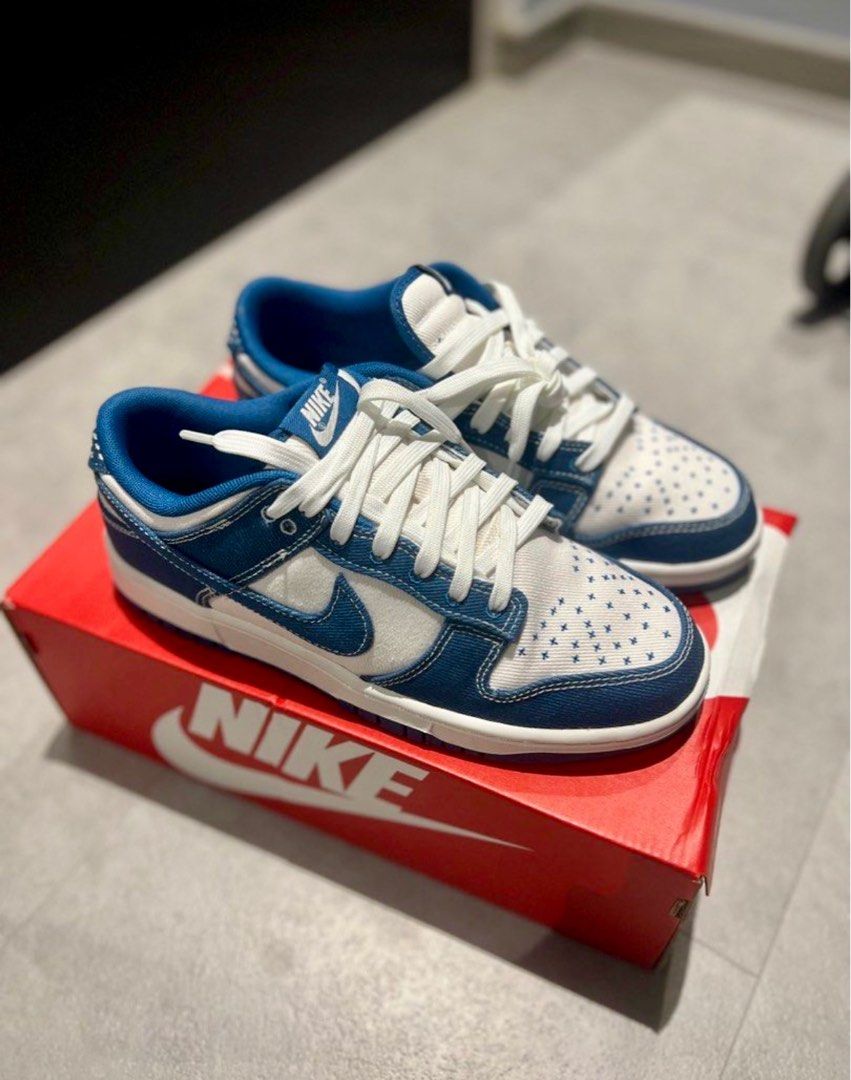 Nike Dunk Low Shashiko 'Industrial Blue' Sneakers, Women's Fashion ...
