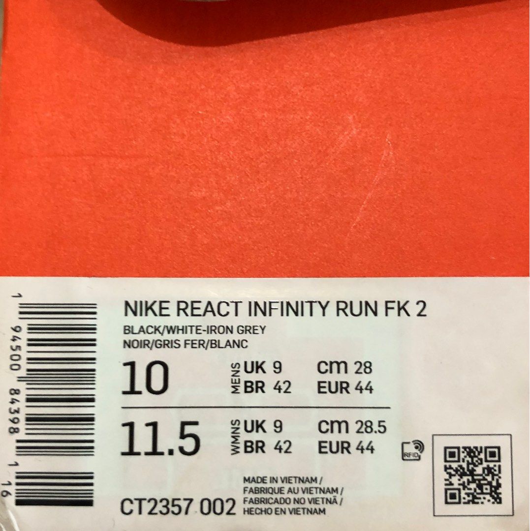 Nike react infinity run fk2 bnib with nike store receipt, Luxury ...