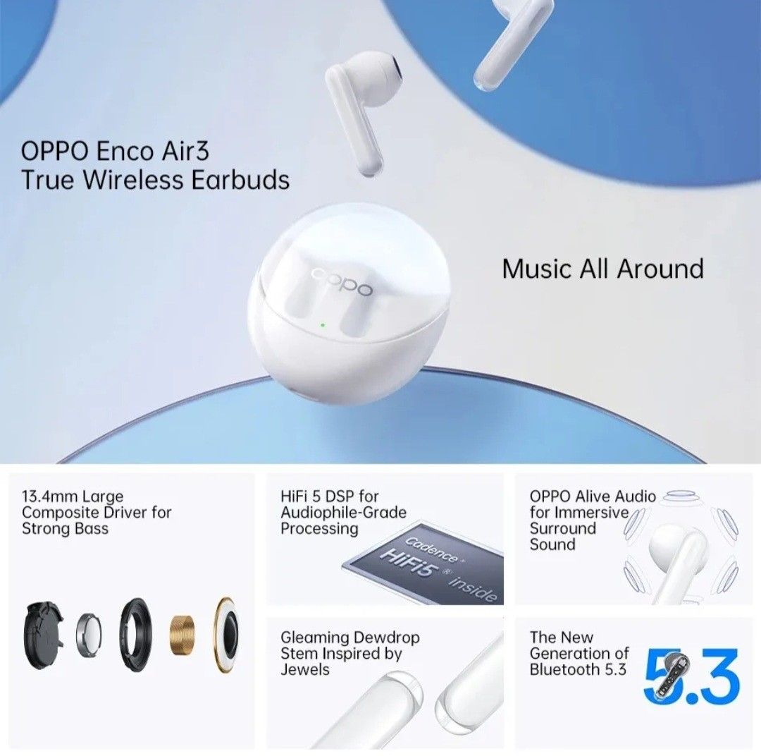 OPPO Enco Air3 earbuds (White), Mobile Phones & Gadgets, Mobile ...