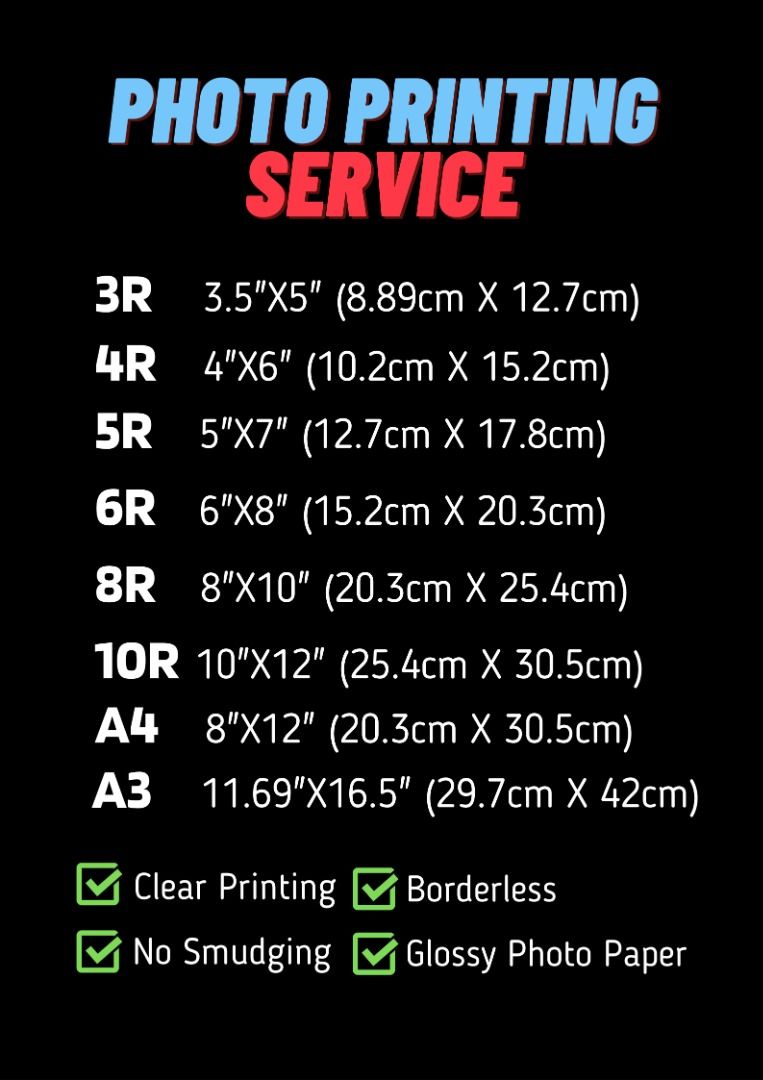 Photo Printing 3R/4R/5R/6R/8R/10R/A4/A3, Business Services, Printing ...
