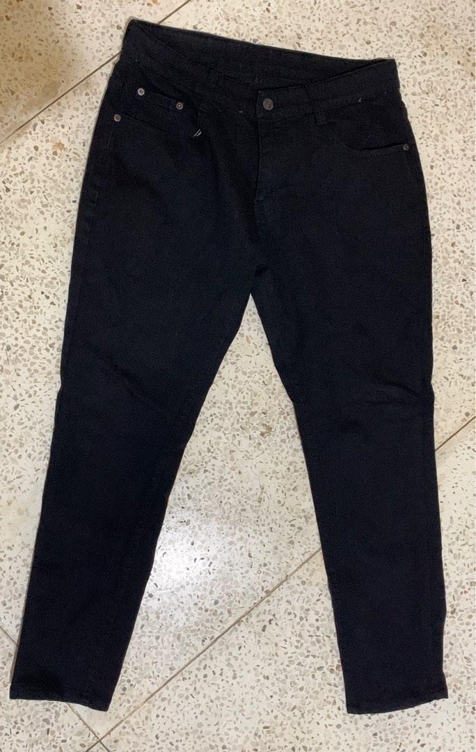 plain black maong pants slim fit, Men's Fashion, Bottoms, Jeans on ...