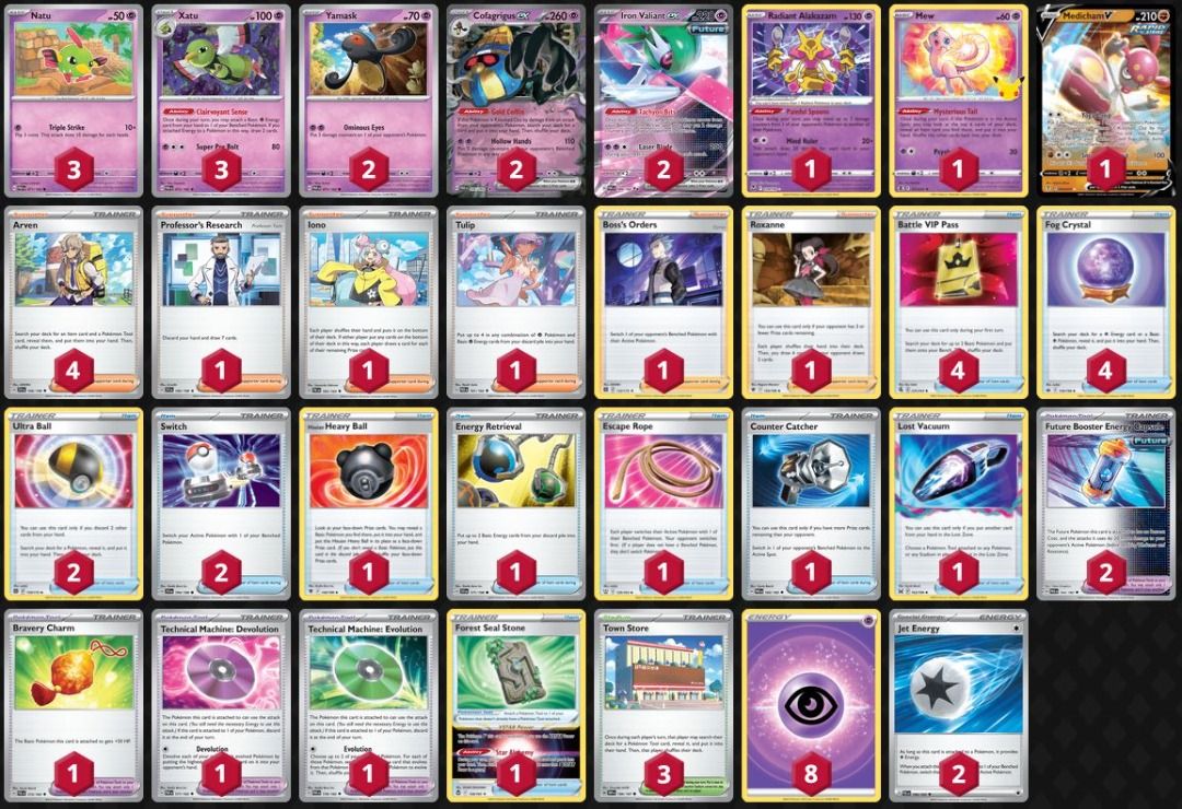 Pokemon TCG Cofagrigus ex Xatu Deck with Medicham V and Iron Valiant ex ...