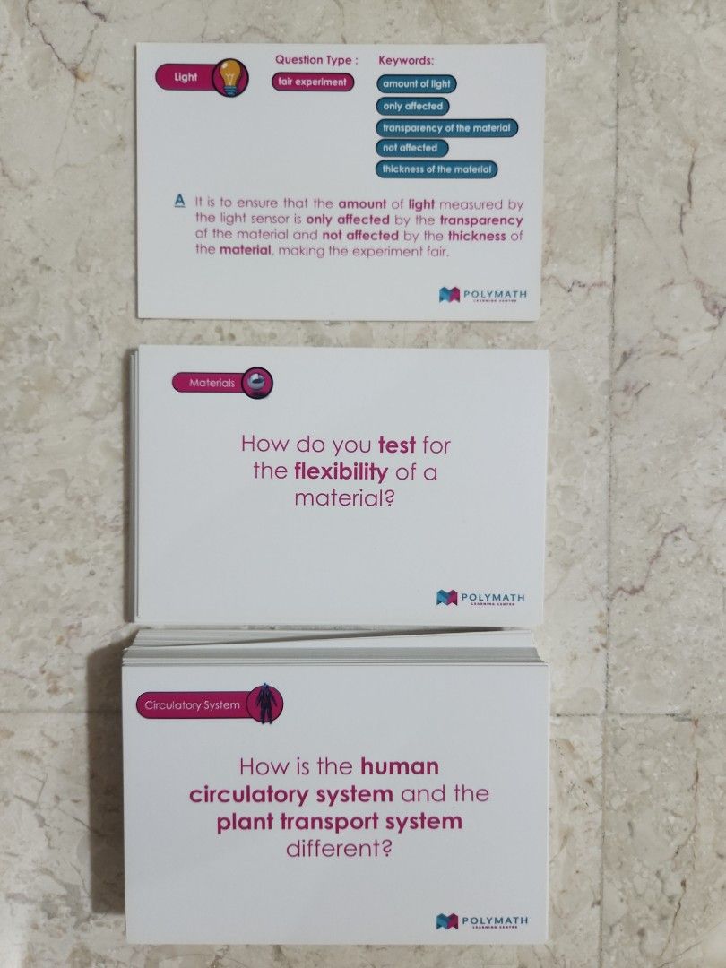 Polymath science flashcards (P3 to P6), Hobbies & Toys, Books ...