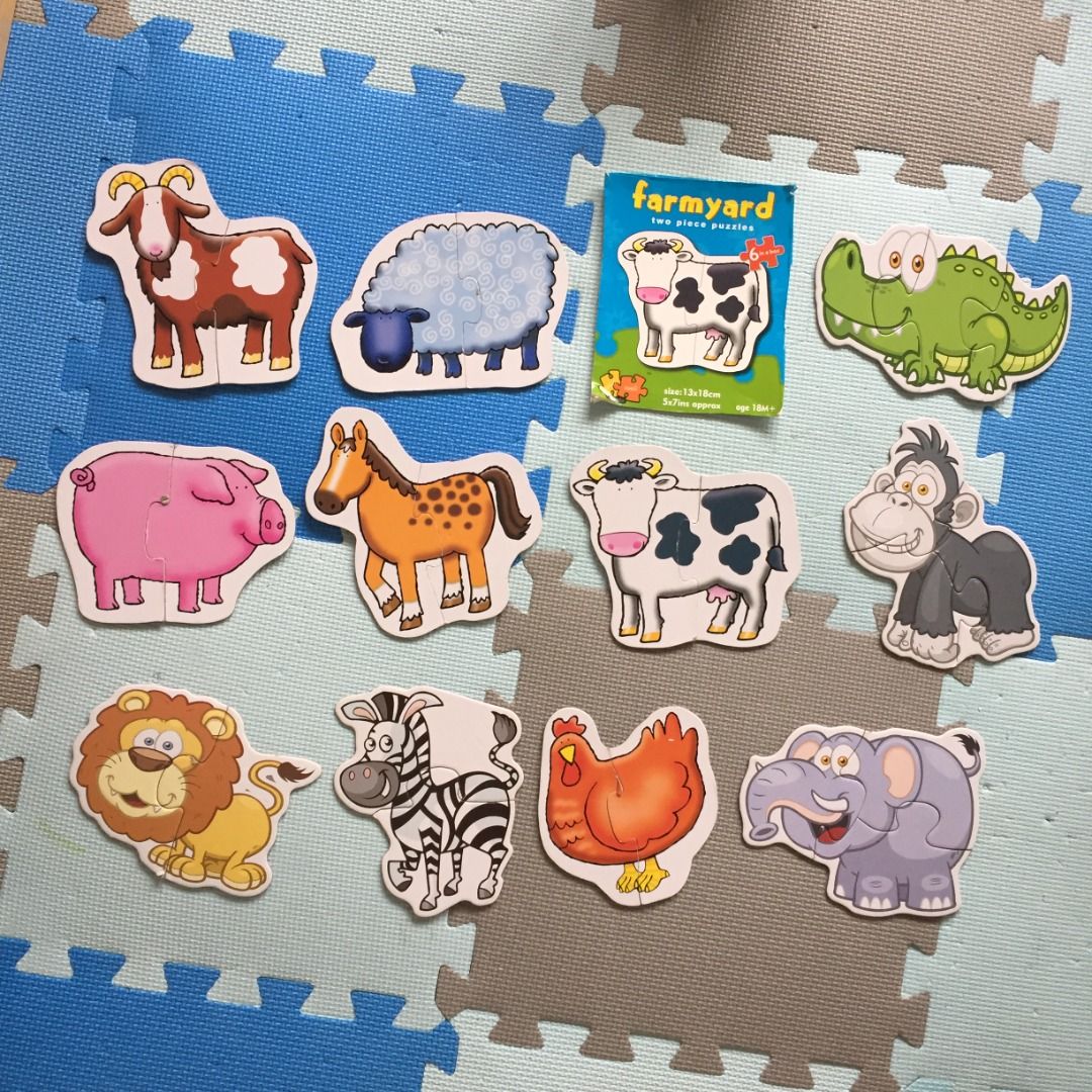 Preloved: 11 Sets of Animal Two-Piece Puzzles, Hobbies & Toys, Toys ...