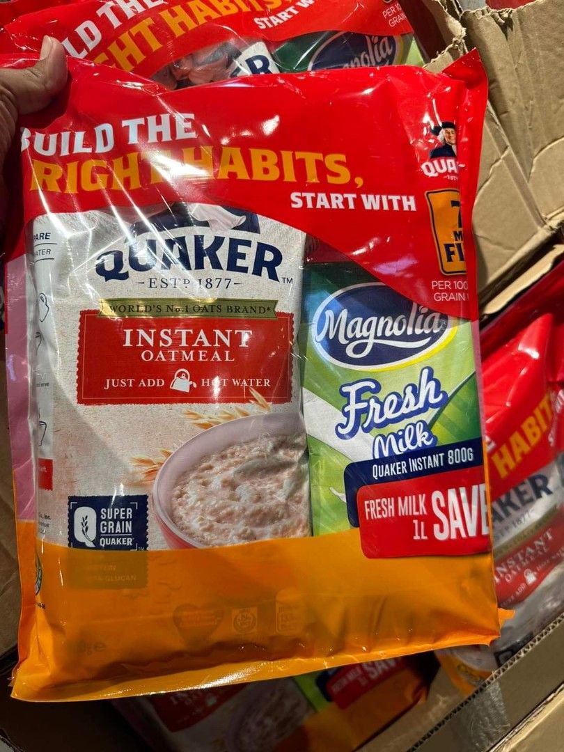 Quacker oats + milk, Food & Drinks, Packaged & Instant Food on Carousell
