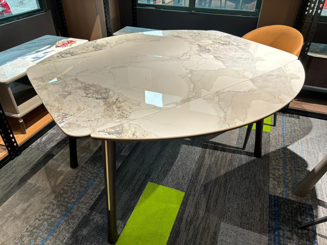 Round extendable sintered stone dining set (1+4), Furniture & Home ...