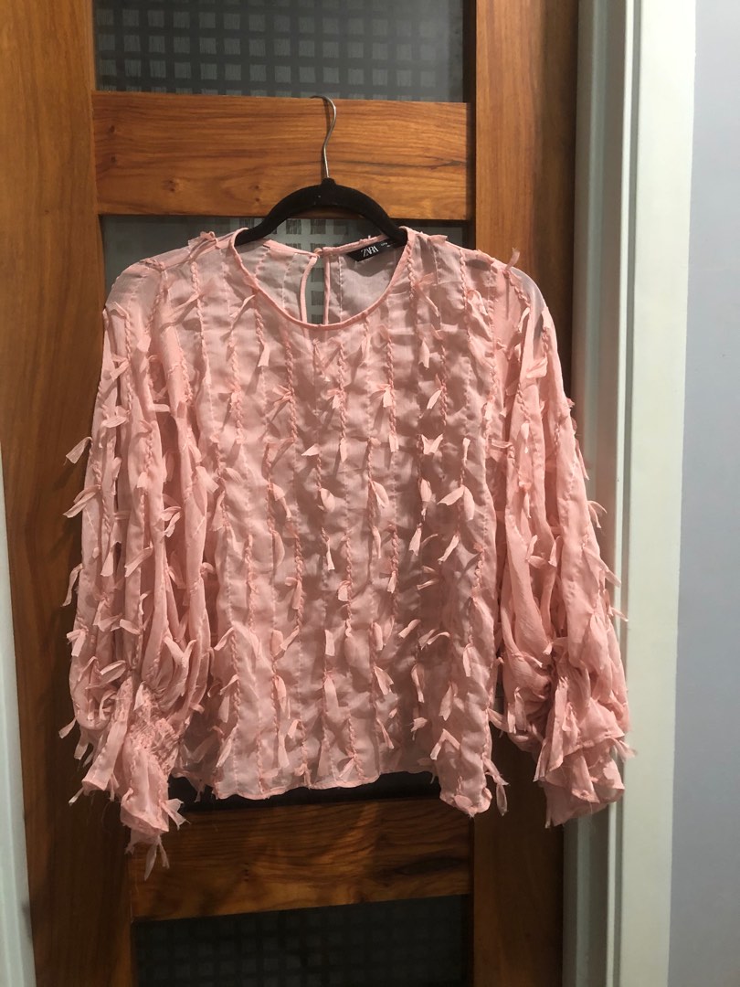 Ruffled see through blouse, Women's Fashion, Tops, Blouses on Carousell