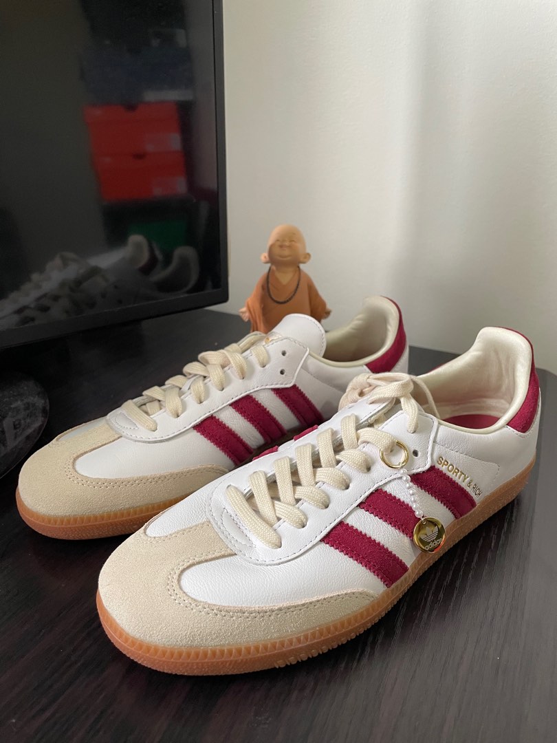 Samba x Sporty & Rich (Burgundy), Men's Fashion, Footwear, Sneakers on ...