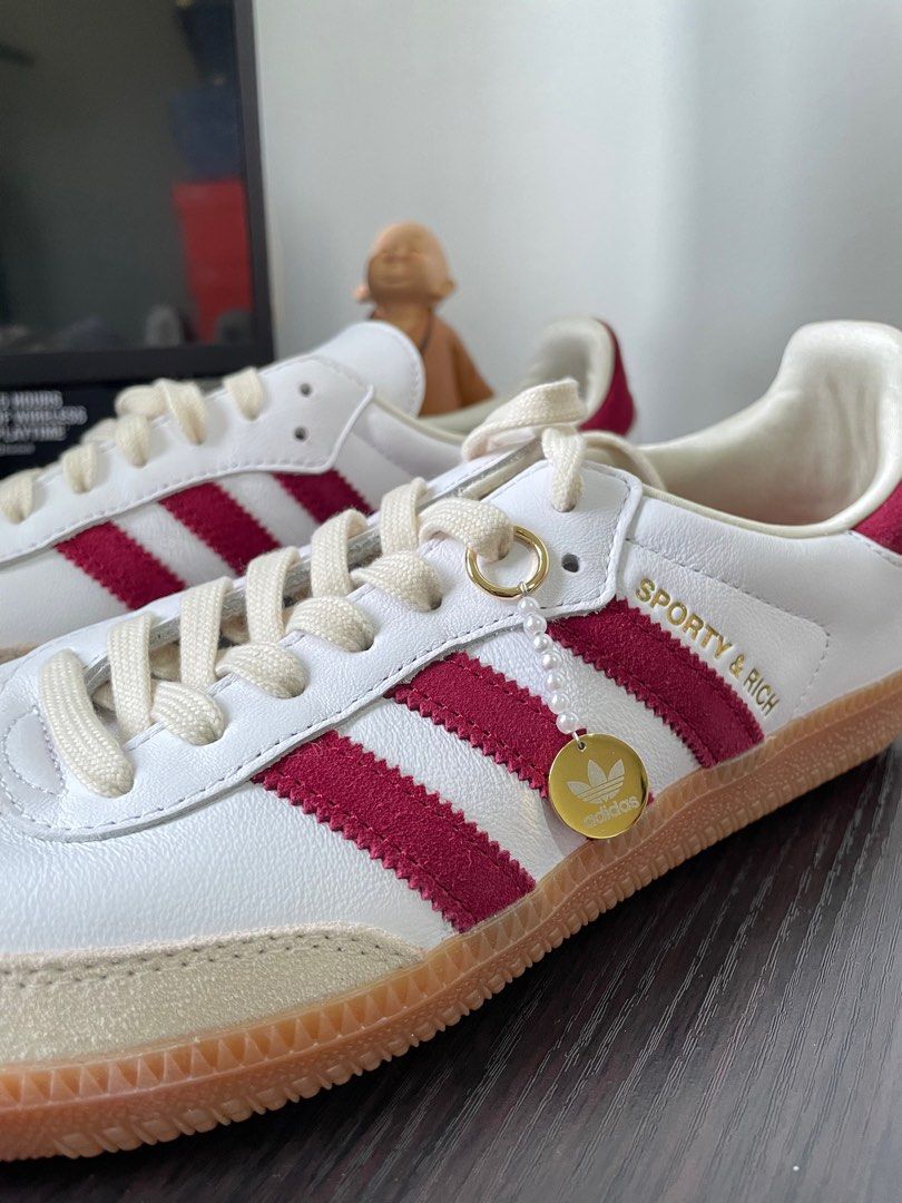 Samba x Sporty & Rich (Burgundy), Men's Fashion, Footwear, Sneakers on ...