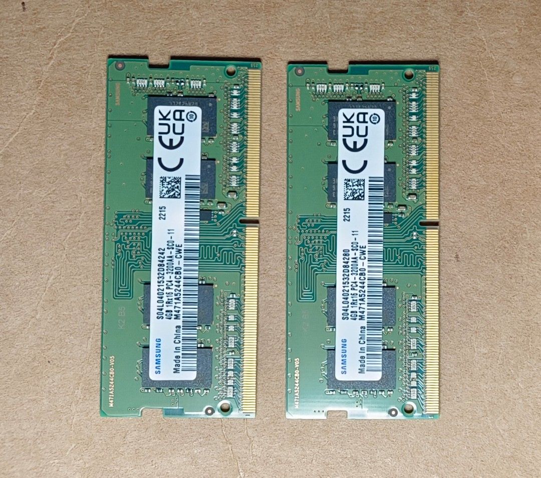 SAMSUNG DDR4 3200 4G SODIMM RAM * 2, 電腦＆科技, 手提電腦 - Carousell