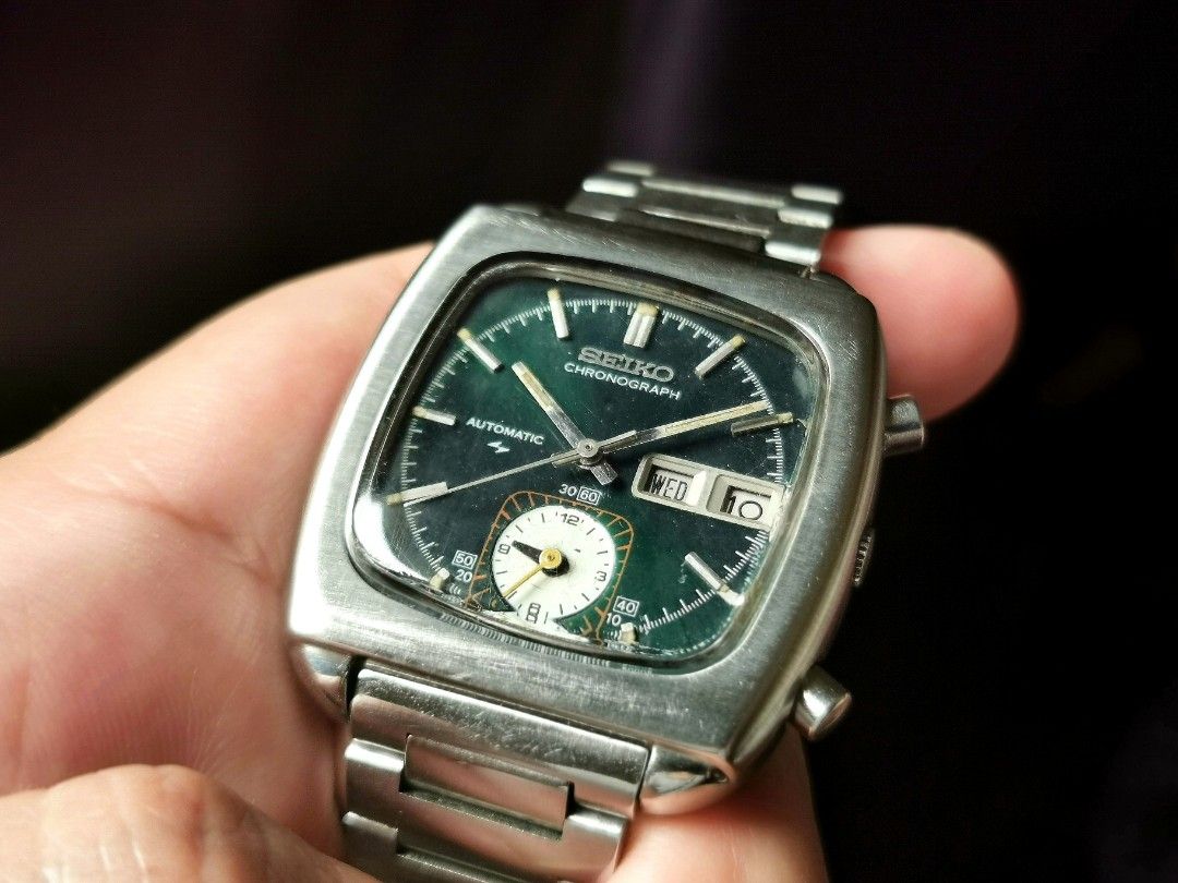 Seiko Monaco green hulk 7016-5000 automatic Flyback Chronograph omega ...