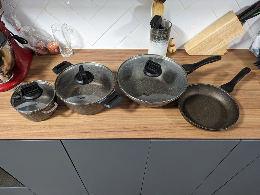 Shogun Japan non-stick granite Pots / Pans Set, Furniture & Home Living ...
