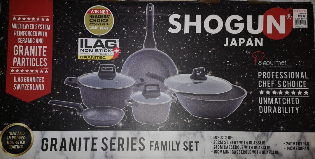 Shogun Japan non-stick granite Pots / Pans Set, Furniture & Home Living ...