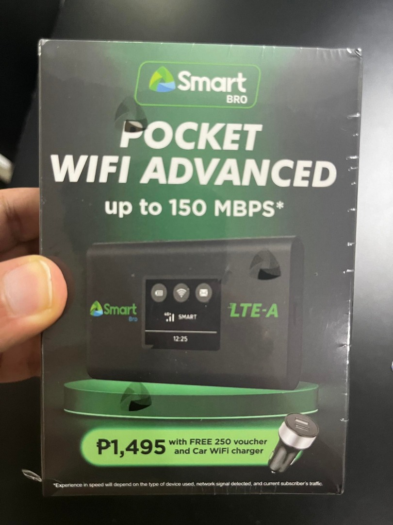Smart Pocket Wifi Advanced 150 MBPS with free 250 load voucher and car charger, Mobile Phones ...