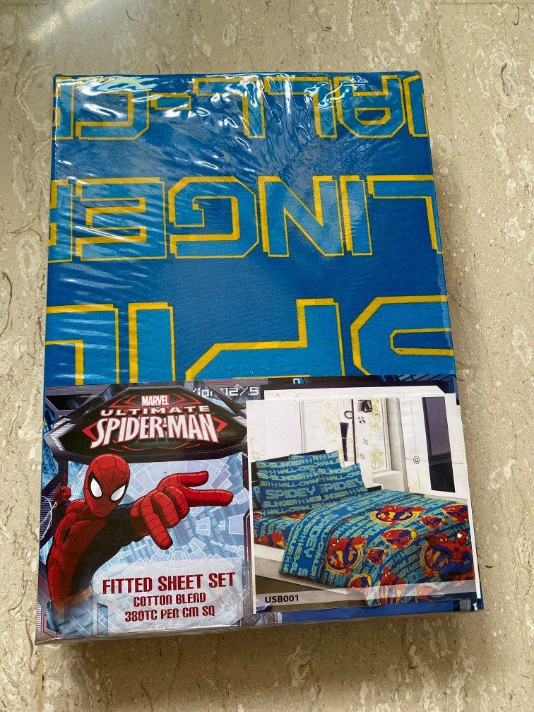 Spider-man Queen fitted bed sheet, 2 pilllow cases n 1 bolster case ...