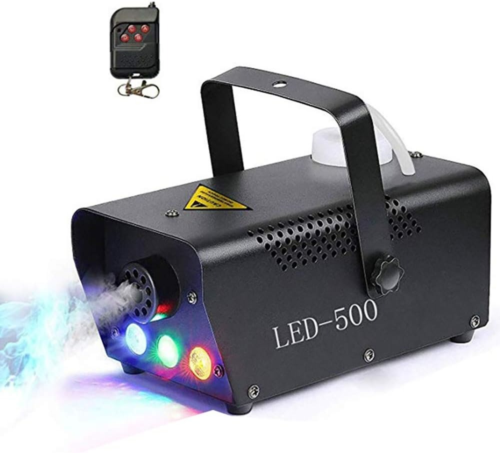 Stage Fog Machine, 500W Disco Colorful Smoke Machine, Mini Led Remote ...