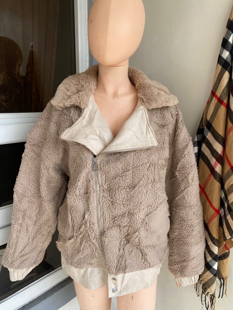 Teddy biker jacket, Women's Fashion, Coats, Jackets and Outerwear on ...