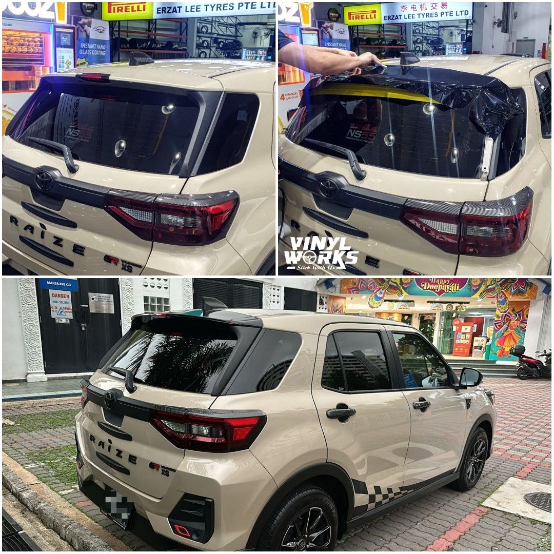 Toyota Raize Stock Spoiler Wrap Gloss Black Vinyl Sticker, Car ...