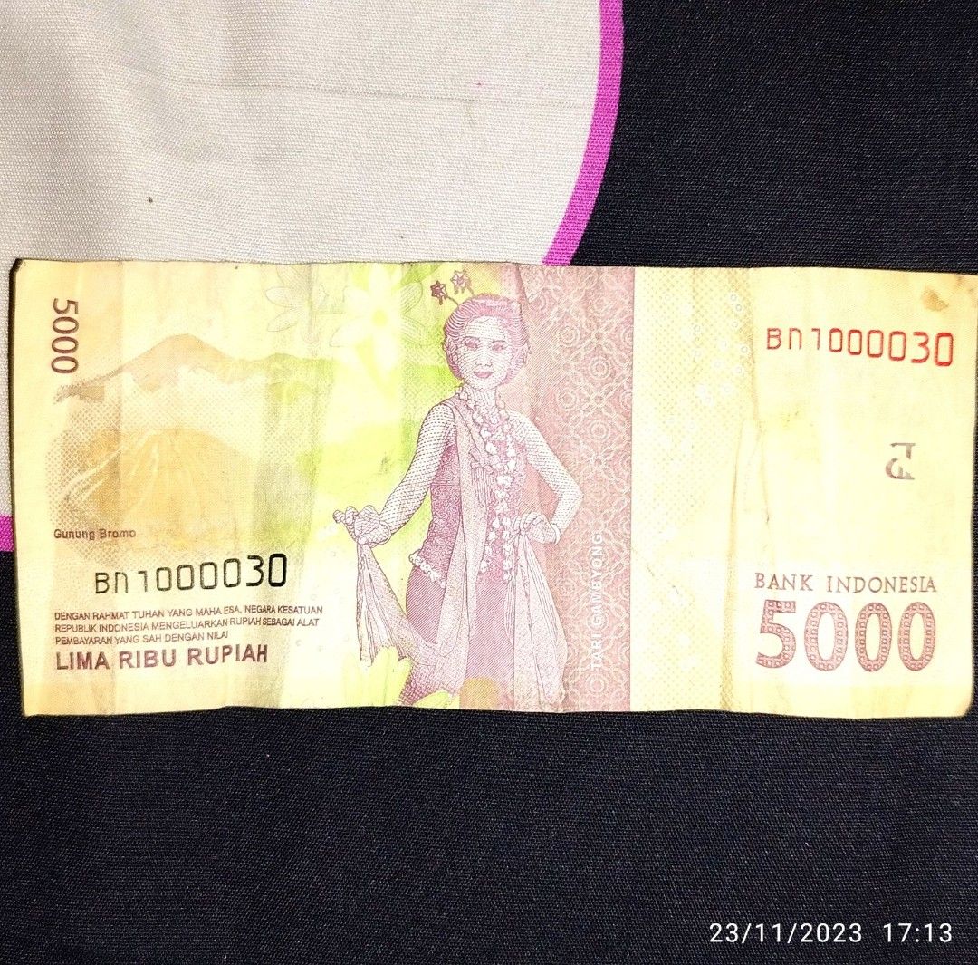 Uang kertas 5000 RI nomor cantik BNI, Antik, Uang Lama di Carousell
