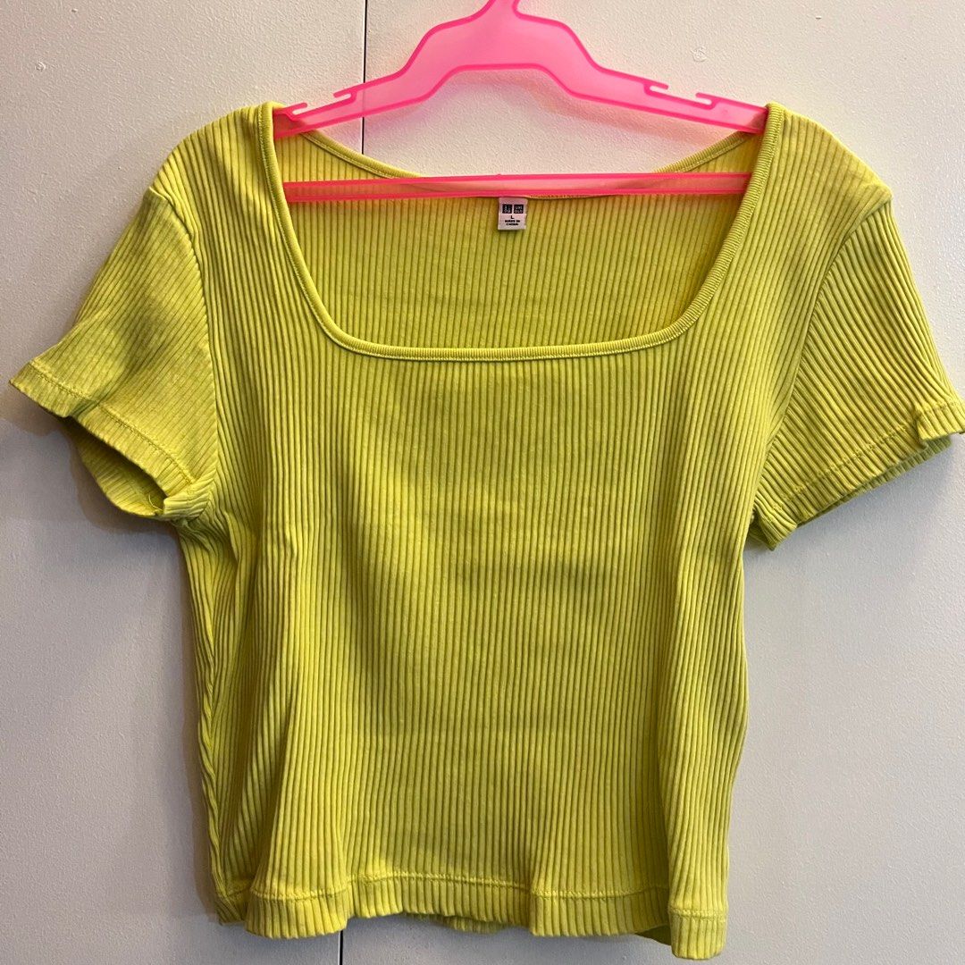 Uniqlo Square Top - Lime Green, Women's Fashion, Tops, Blouses on Carousell