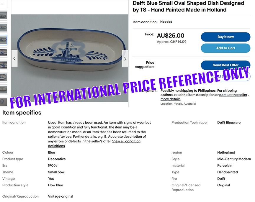 VINTAGE DELF BLUE DISH AND CANDLE HOLDER, Furniture & Home Living, Home ...