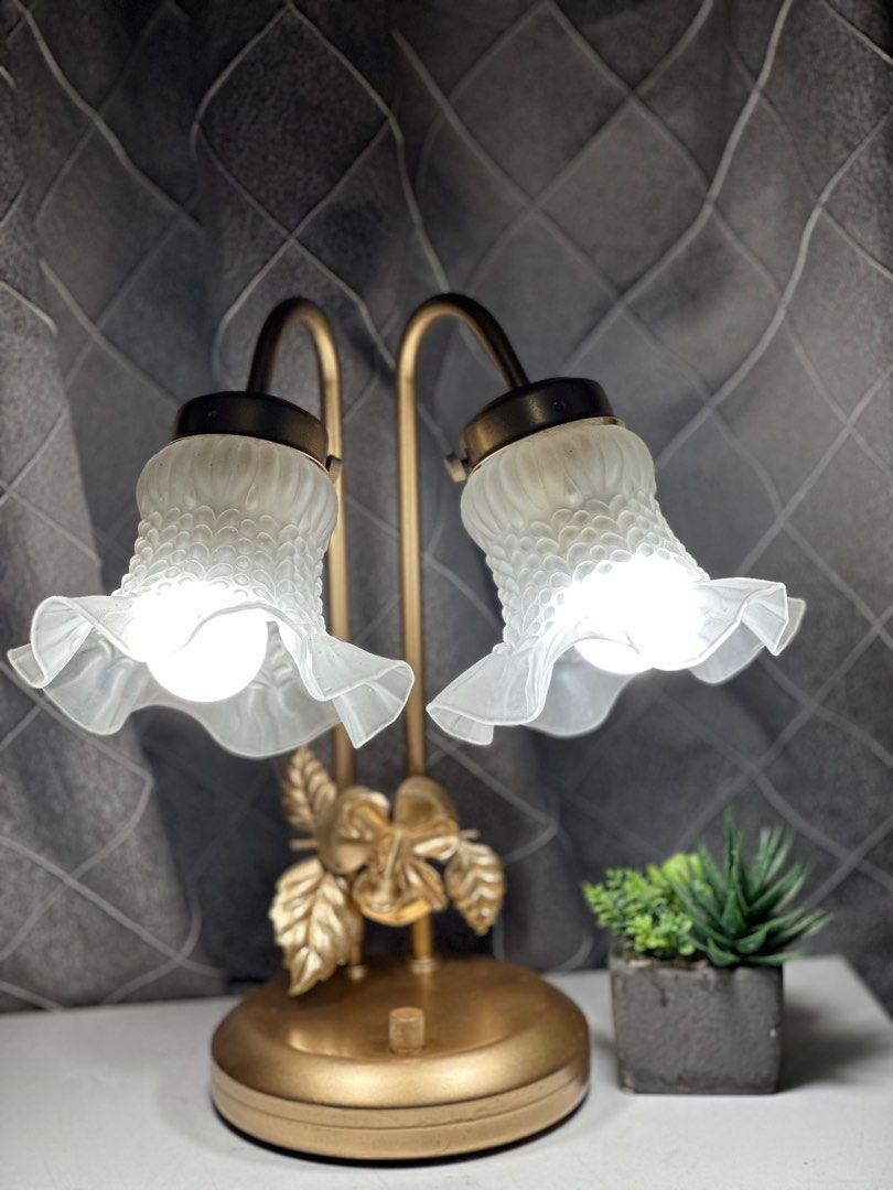 Vintage flower double head lamp, Furniture & Home Living, Lighting ...