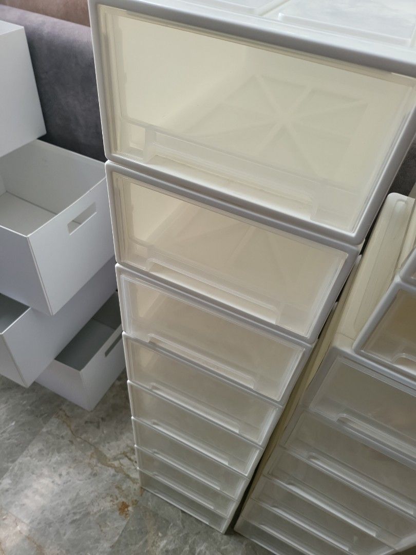 White plastic storage drawers, Furniture & Home Living, Furniture ...