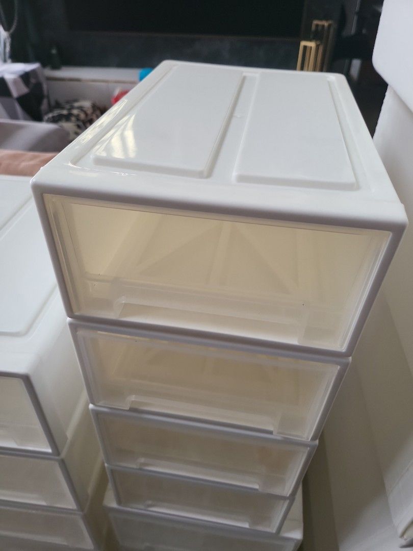 White plastic storage drawers, Furniture & Home Living, Furniture ...
