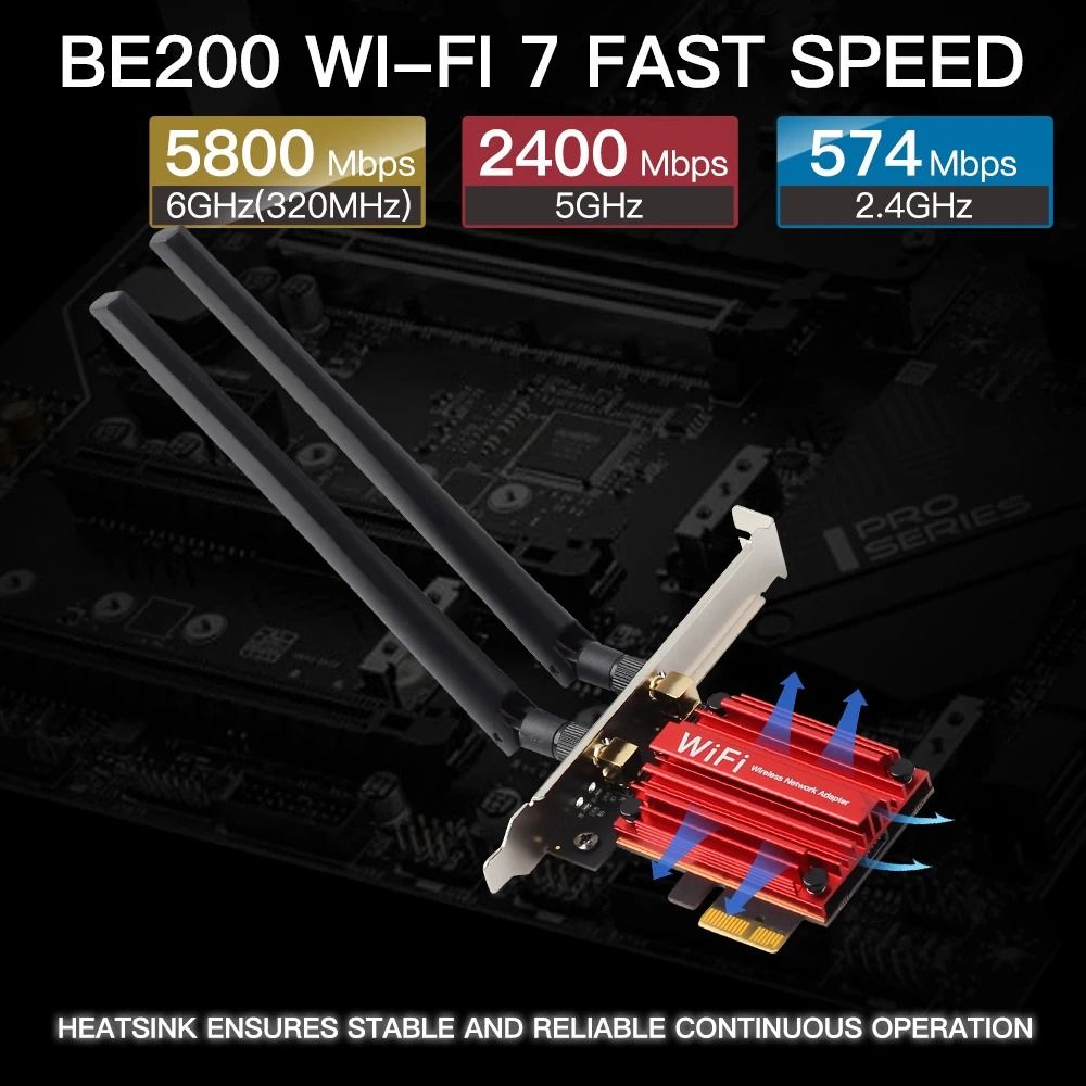 WIFI 7 - Newest Intel BE200 PCIE WIFI Adapter 8774Mbps Bluetooth 5.4 Gaming PC 2.4G/5G/6GHz For ...