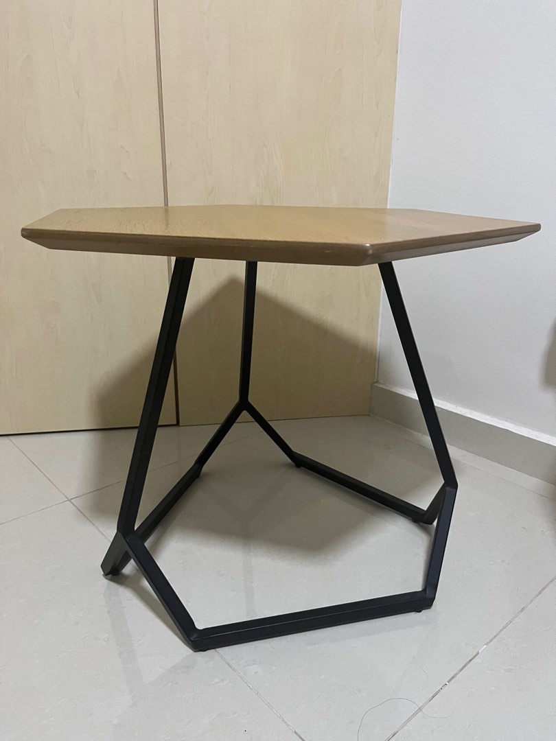 Wooden hexagon coffee/side table, Furniture & Home Living, Furniture ...