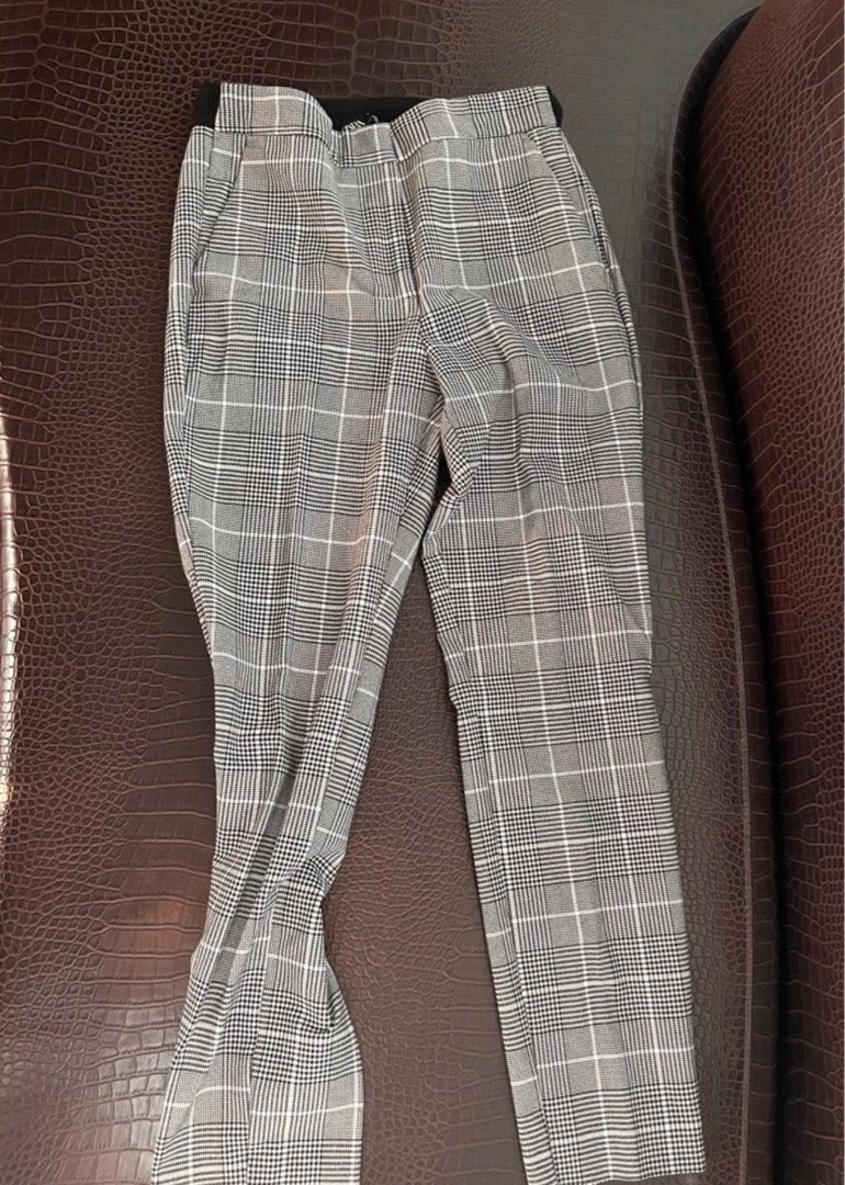 Zara Checkered Pants, Women's Fashion, Bottoms, Other Bottoms on Carousell