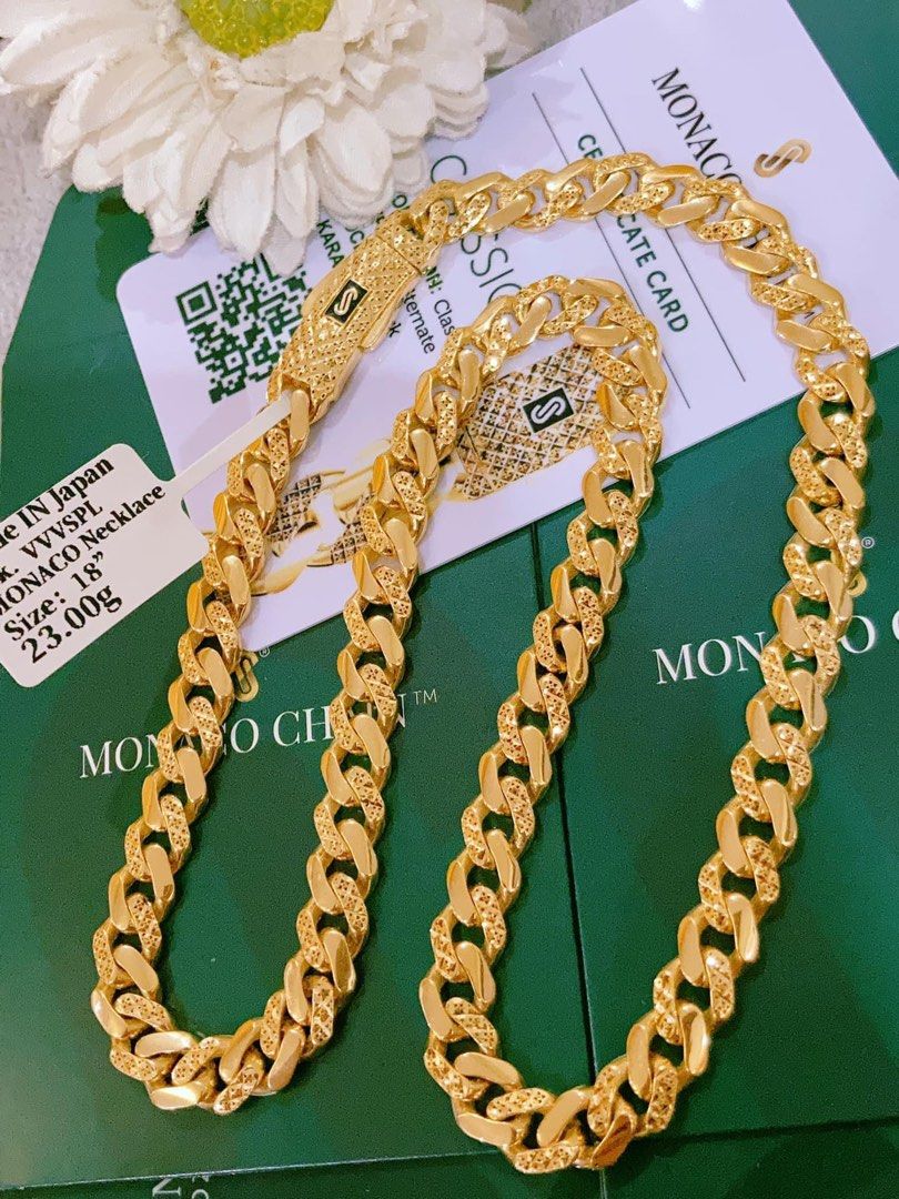 18K Japan Gold Monaco necklace, Women's Fashion, Jewelry & Organizers ...