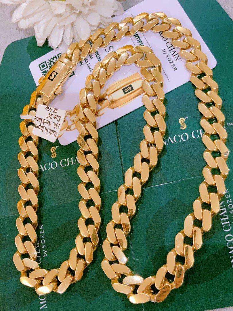 18K Japan Gold Monaco necklace, Women's Fashion, Jewelry & Organizers ...