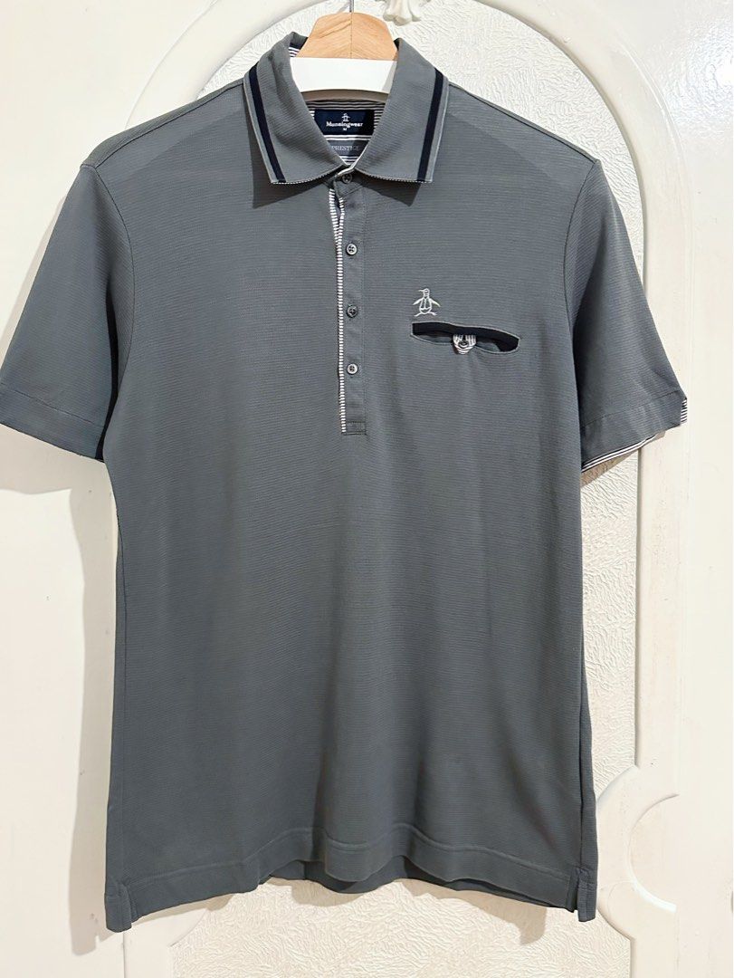 2件$4000高爾夫服飾 企鵝牌 Munsingwear 男裝 春夏系列 純棉 套頭 短袖polo衫 胸口有口袋 刺繡 透氣 短袖上衣 胸口有口袋 鐵灰色M, 他的時尚, 上衣與西裝, T恤 ...