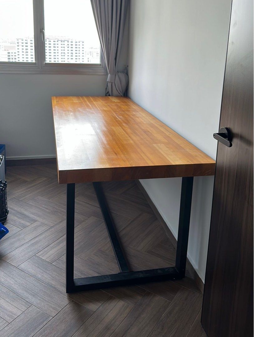 2 metre solid wood office/dining table, Furniture & Home Living ...
