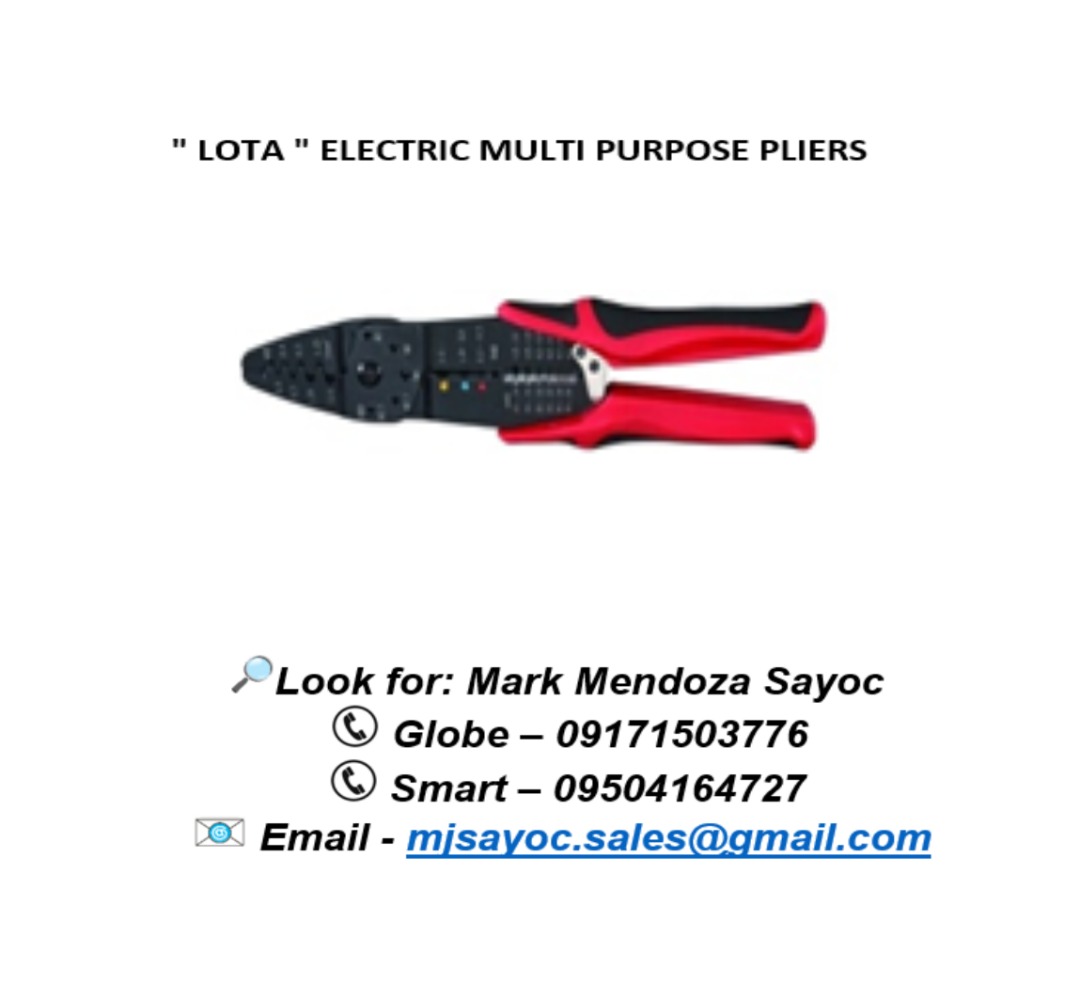 " LOTA " ELECTRIC MULTI PURPOSE PLIERS, Commercial & Industrial, Construction Tools & Equipment ...
