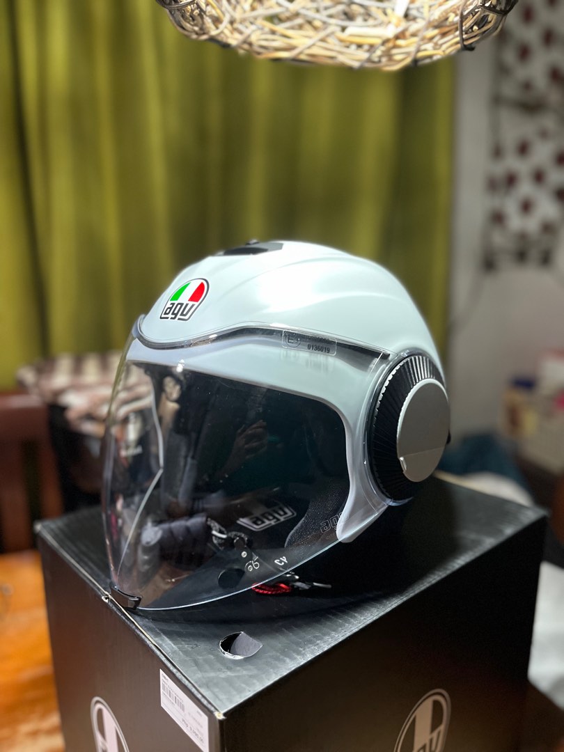 AGV Orbyt XL Matte White and blue, Motorbikes, Motorbike Parts & Accessories, Helmets and other ...