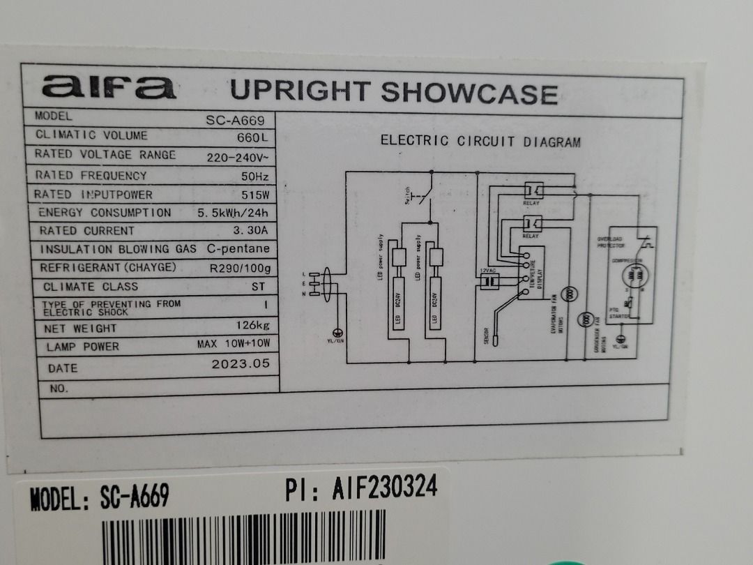 Aifa SC-A669 Standing Glass Door Drinks Showcase Commercial Chiller ...