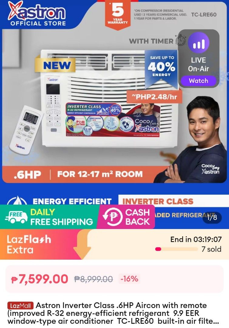 Astron Inverter Class .6HP Aircon with remote, TV & Home Appliances, Air Conditioning and ...