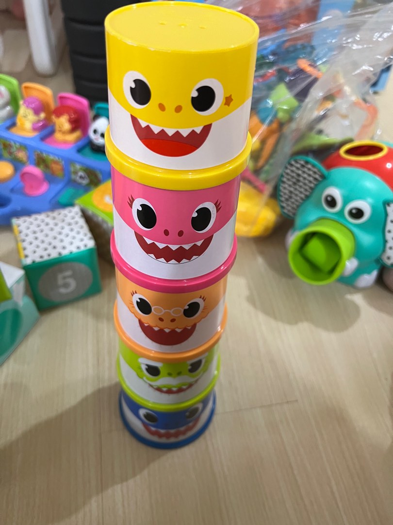 Baby Shark Tower stacking cups, Babies & Kids, Infant Playtime on Carousell