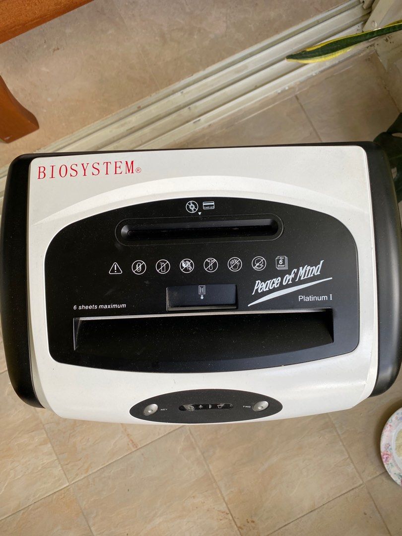 BIOSYSTEM Paper Shredder Platinum model series, Computers & Tech ...